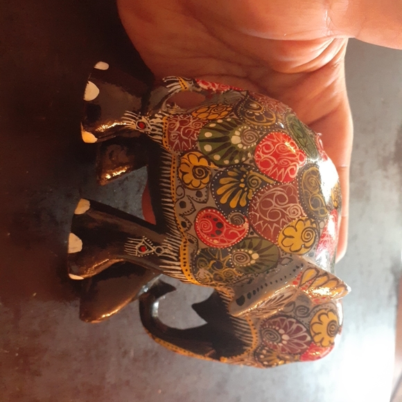 Accents | Gorgeous Wooden Decoupage 5 Elephant Figurine | Poshmark